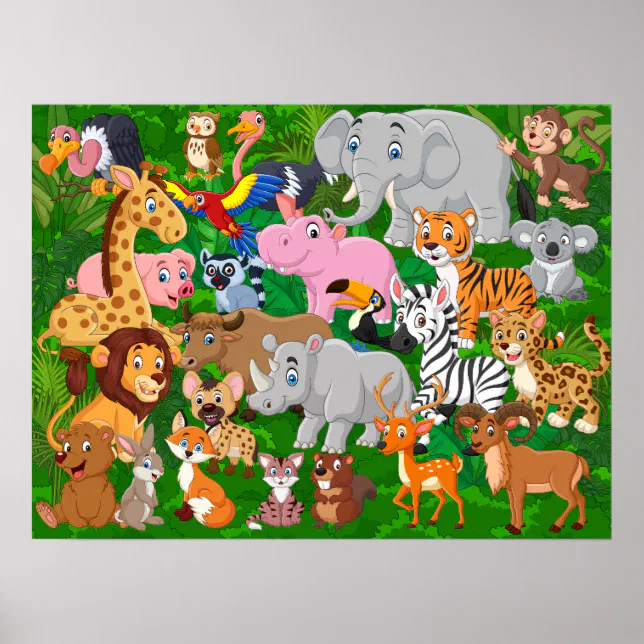Cartoon animals poster | Zazzle