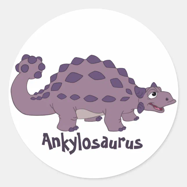 Cartoon Ankylosaurus Classic Round Sticker | Zazzle