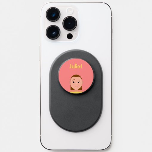 Cartoon avatar of mom custom name PopSocket | Zazzle
