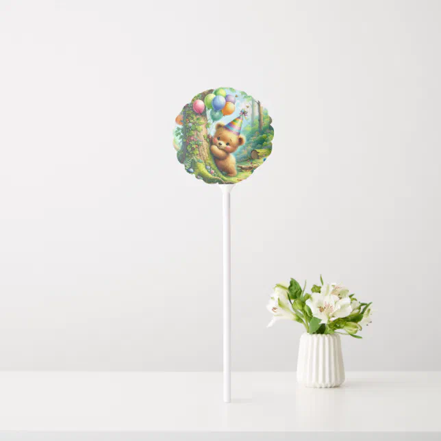 Cartoon Baby Bear Cub Personalized Birthday Balloon | Zazzle