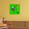 Cartoon Baby Panda Bear Golfing on the Green Poster | Zazzle