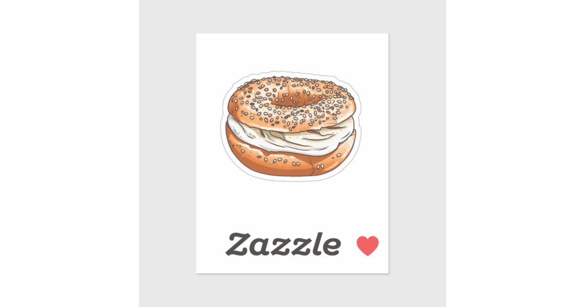 Cartoon bagel sticker | Zazzle