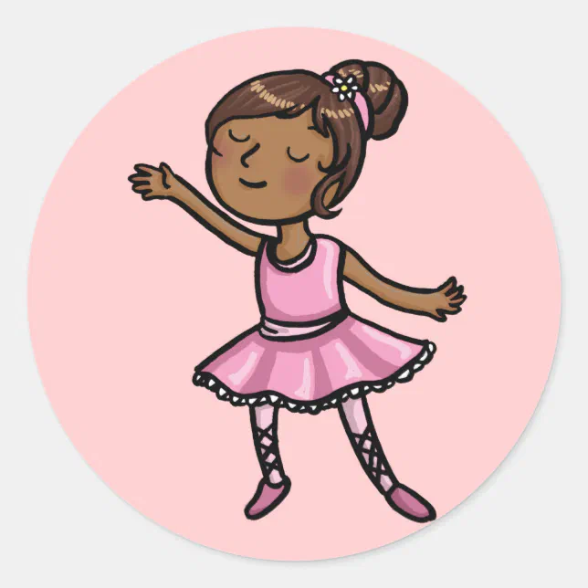 Cartoon Ballet Dancer Classic Round Sticker | Zazzle