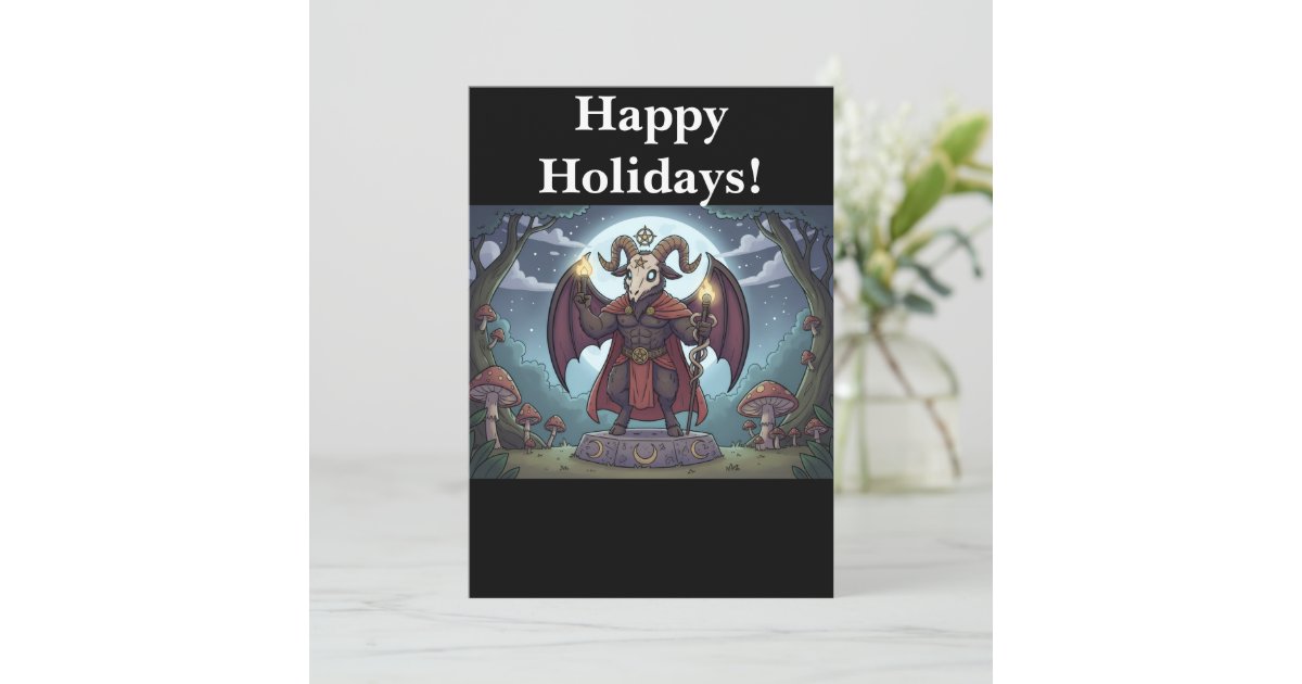 Cartoon Baphomet Holiday Card | Zazzle