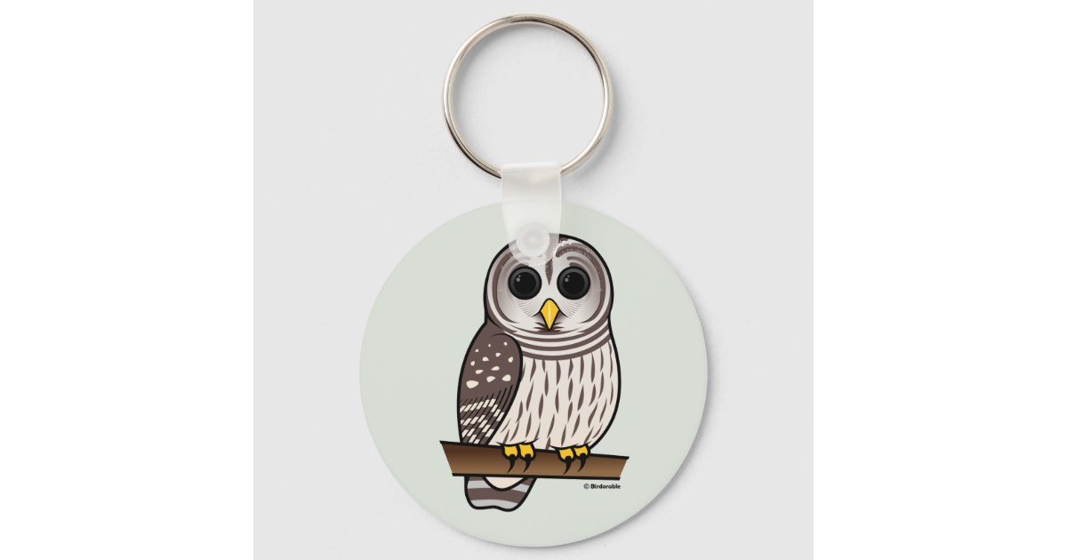 Cartoon Barred Owl Keychain | Zazzle