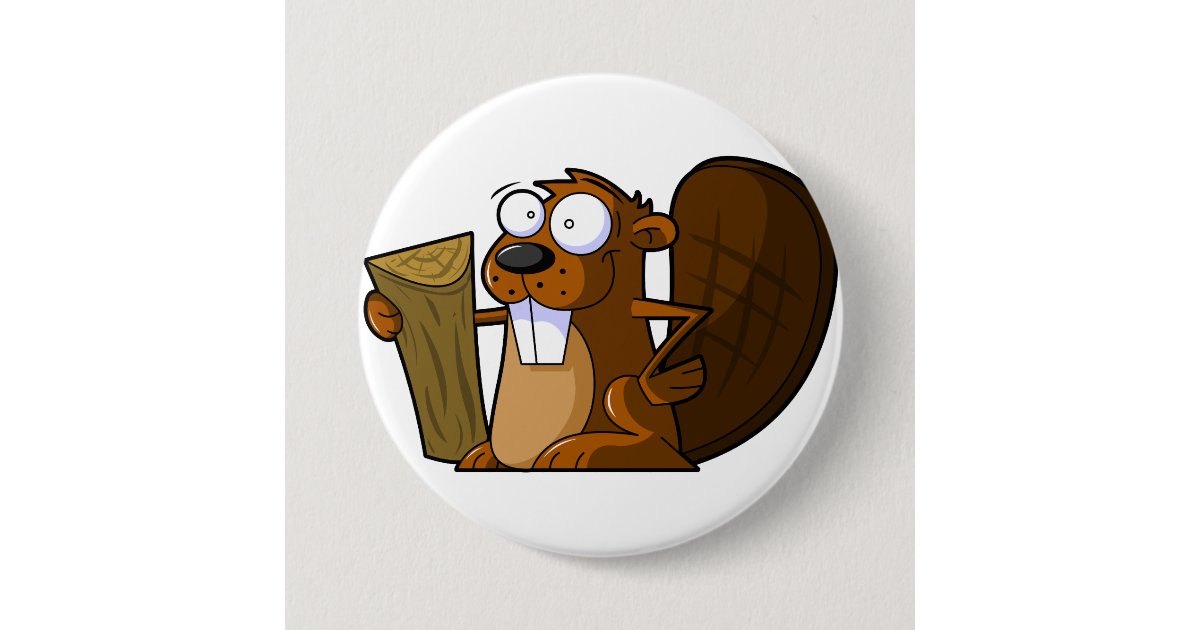 Cartoon Beaver Pin | Zazzle
