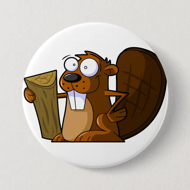 Cartoon Beaver Pin | Zazzle