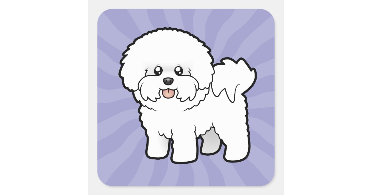 Cartoon Bichon Frise Square Sticker | Zazzle