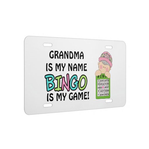 Cartoon Bingo Grandma license plate cover | Zazzle