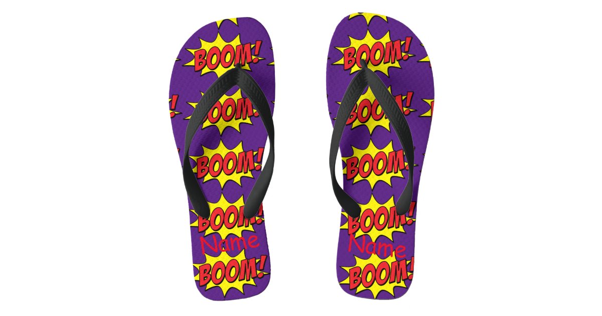 Cartoon Boom Thunder_Cove Flip Flops | Zazzle