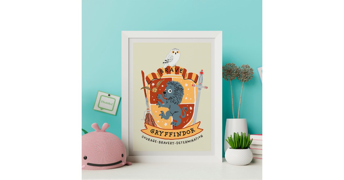 Cartoon Brave Gryffindor Crest Poster | Zazzle