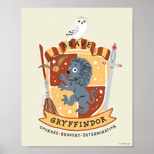 Cartoon Brave Gryffindor Crest Poster | Zazzle