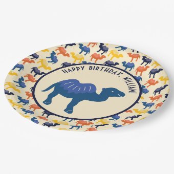 Cartoon Camel Birthday Party Personalized Paper Plates | Zazzle