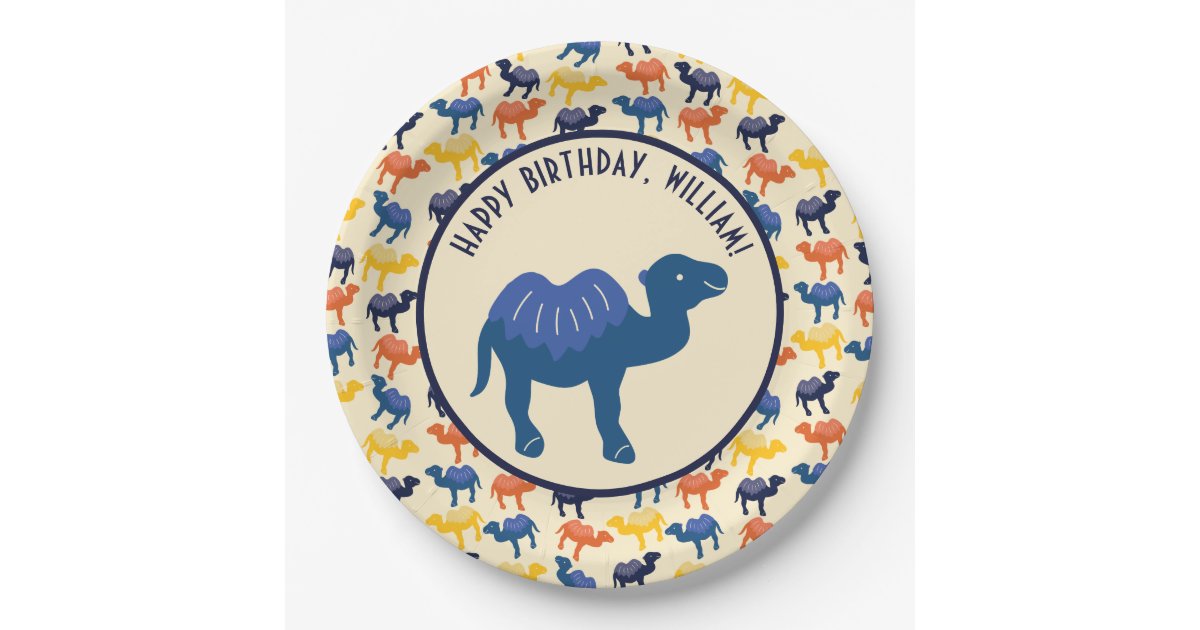 Cartoon Camel Birthday Party Personalized Paper Plates | Zazzle