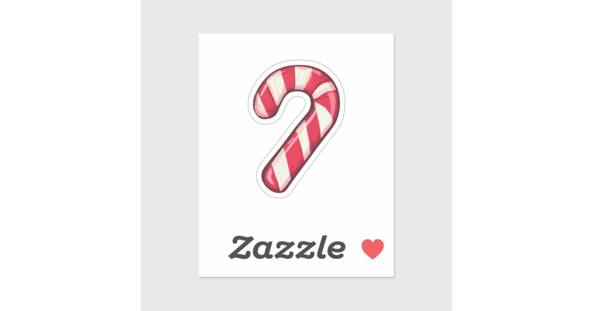 Cartoon candy cane sticker | Zazzle