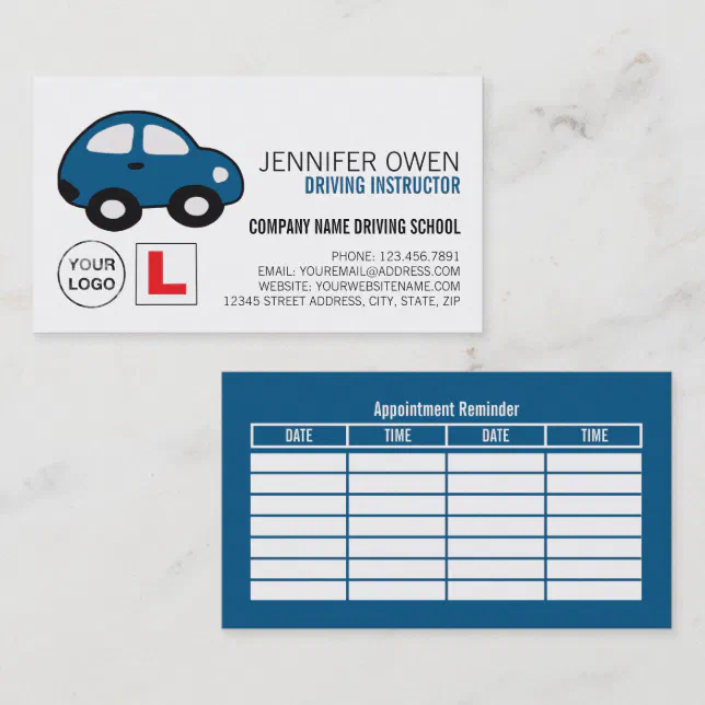 Cartoon Car, Driving School/Instructor Appointment Business Card | Zazzle