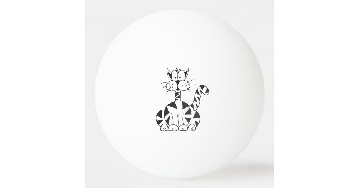 Cartoon Cat Ping Pong Ball | Zazzle