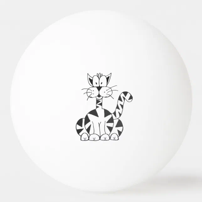 Cartoon Cat Ping Pong Ball | Zazzle