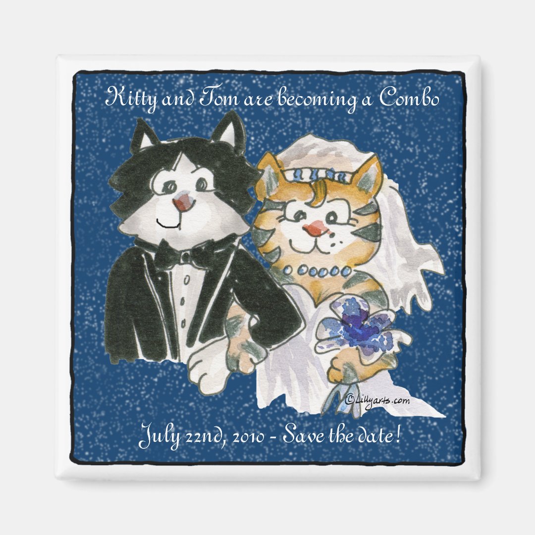Cartoon Cats Wedding Save the Date Magnets | Zazzle