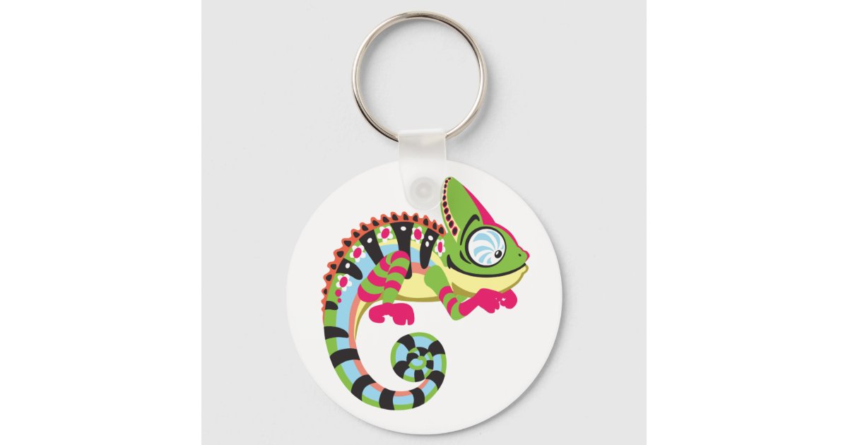 cartoon chameleon keychain | Zazzle