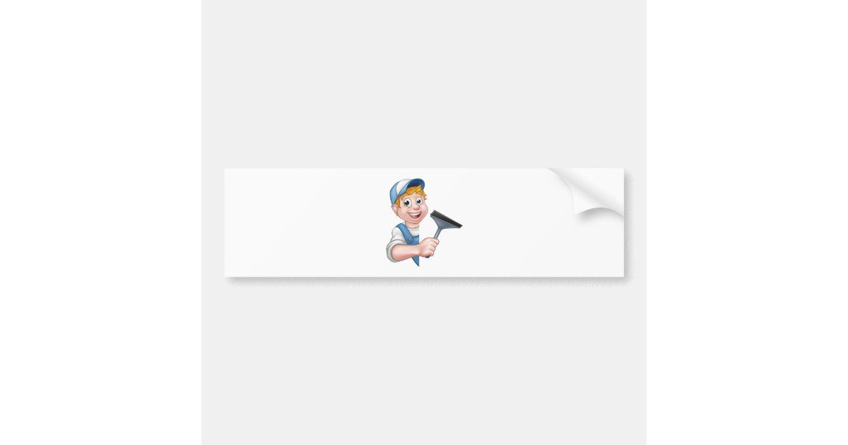 Cartoon Character Window Cleaner Bumper Sticker | Zazzle