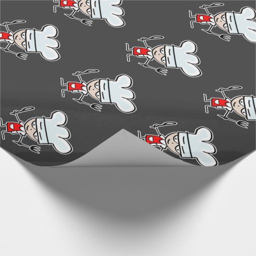 Cartoon chef cook pattern wrapping paper | Zazzle