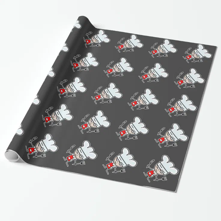 Cartoon chef cook pattern wrapping paper | Zazzle