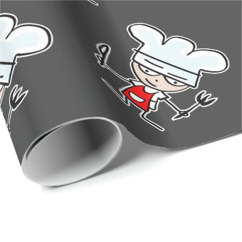 Cartoon chef cook pattern wrapping paper | Zazzle
