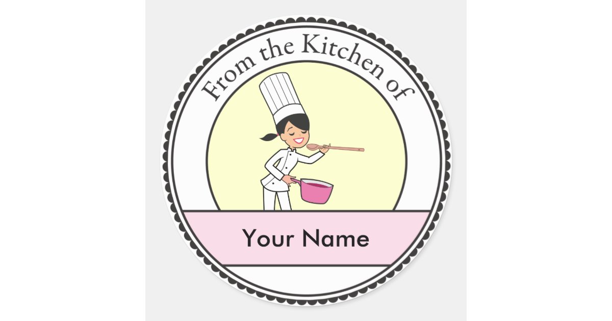Cartoon Chef Girl Classic Round Sticker | Zazzle