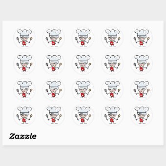Cartoon chef stickers | Zazzle