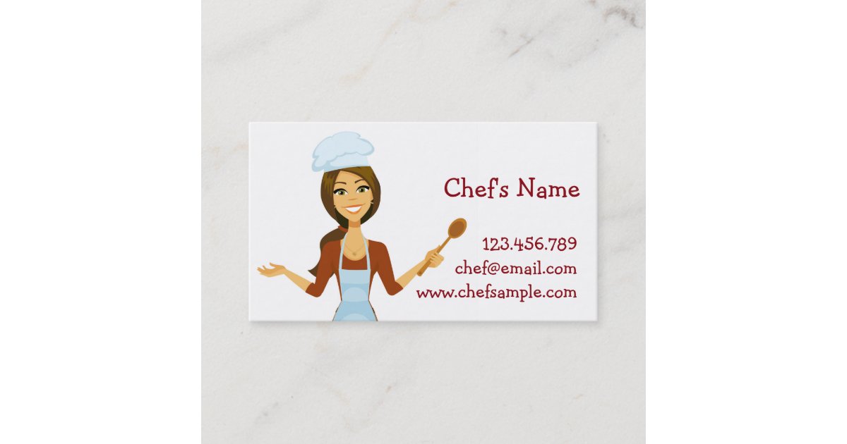 Cartoon Chef Woman Business Card | Zazzle