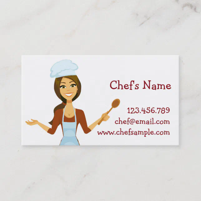 Cartoon Chef Woman Business Card | Zazzle
