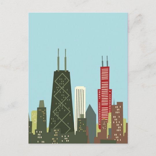 Cartoon Chicago Postcard | Zazzle.com