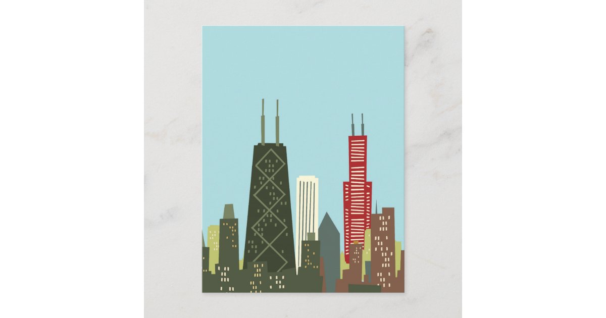 Cartoon Chicago Postcard | Zazzle