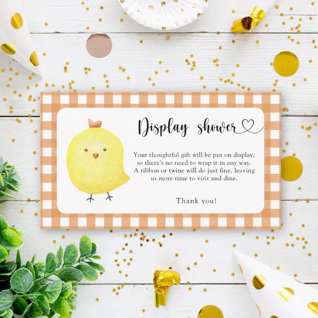 Cartoon chick - display shower card | Zazzle