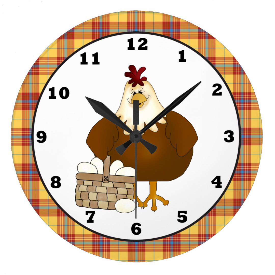 Cartoon Chicken kitchen wall clock | Zazzle