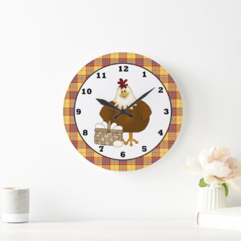 Cartoon Chicken kitchen wall clock | Zazzle