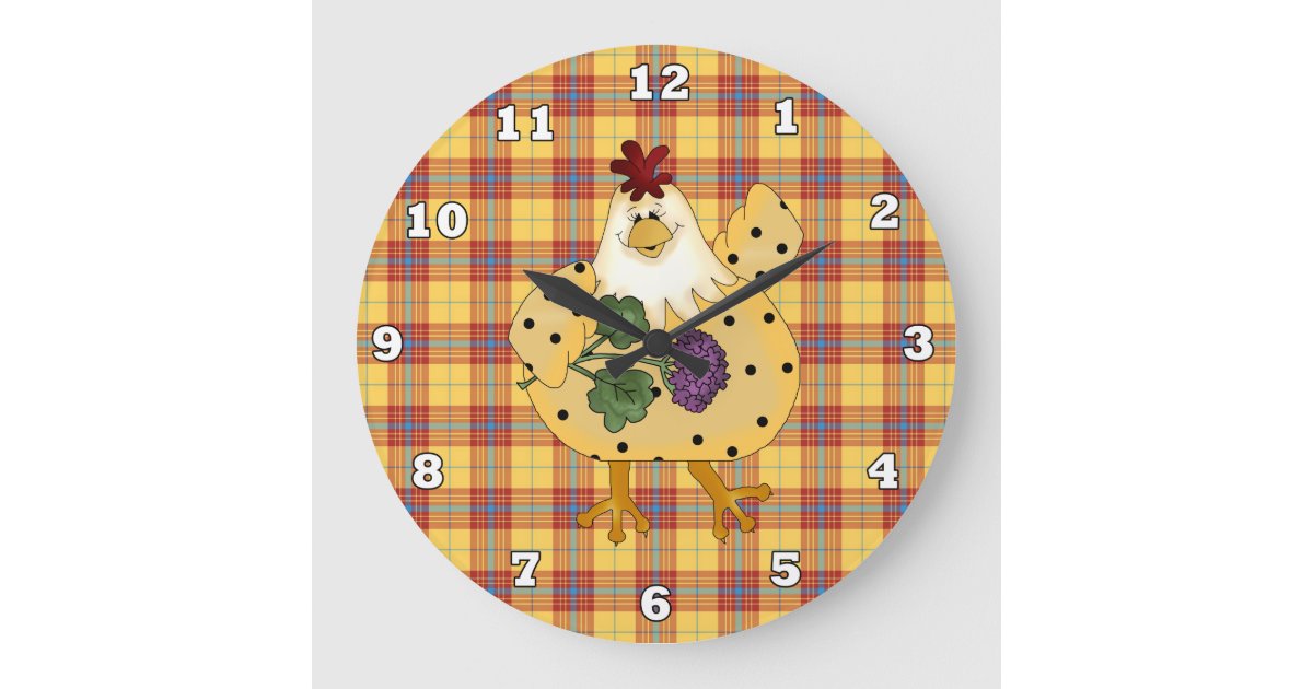 Cartoon Chicken kitchen wall clock | Zazzle