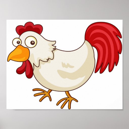 Cartoon Chicken Poster | Zazzle