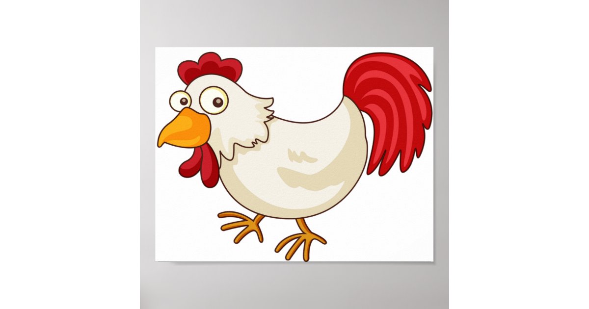 Cartoon Chicken Poster | Zazzle