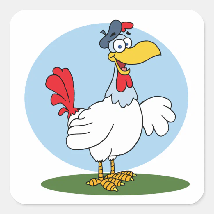 Cartoon Chicken Square Sticker | Zazzle