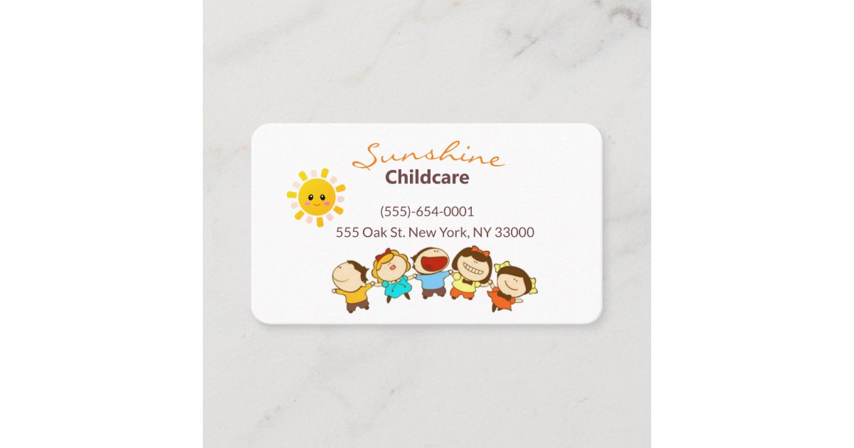 Cartoon Children Daycare Childcare Business Card | Zazzle