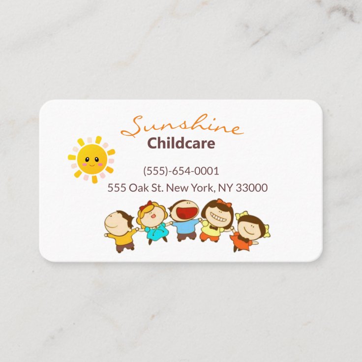 Cartoon Children Daycare Childcare Business Card | Zazzle