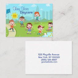 Cartoon Children Playing Child Daycare Business Card | Zazzle