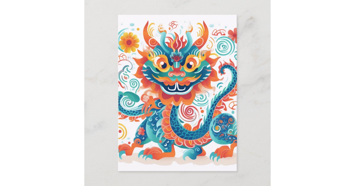 Cartoon Chinese Dragon Postcard | Zazzle