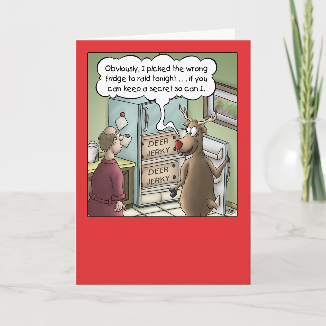 Cartoon Christmas Card: Raiding the Fridge Holiday Card | Zazzle