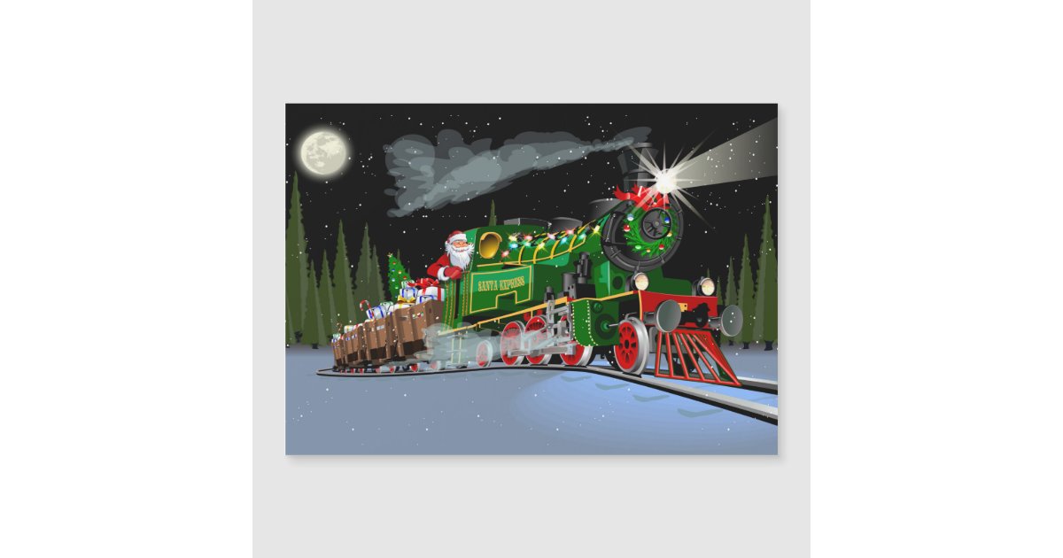 Cartoon Christmas train Postcard | Zazzle