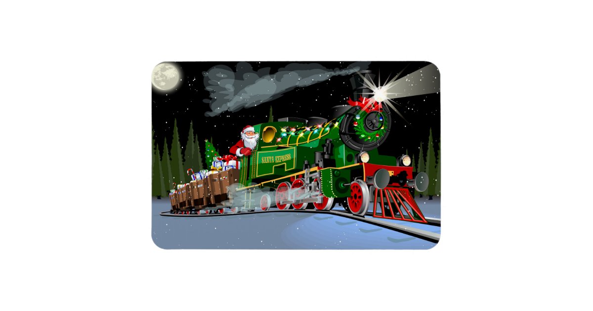Cartoon Christmas train Postcard Magnet | Zazzle
