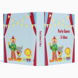 Cartoon Circus Clown and Animals Binder | Zazzle