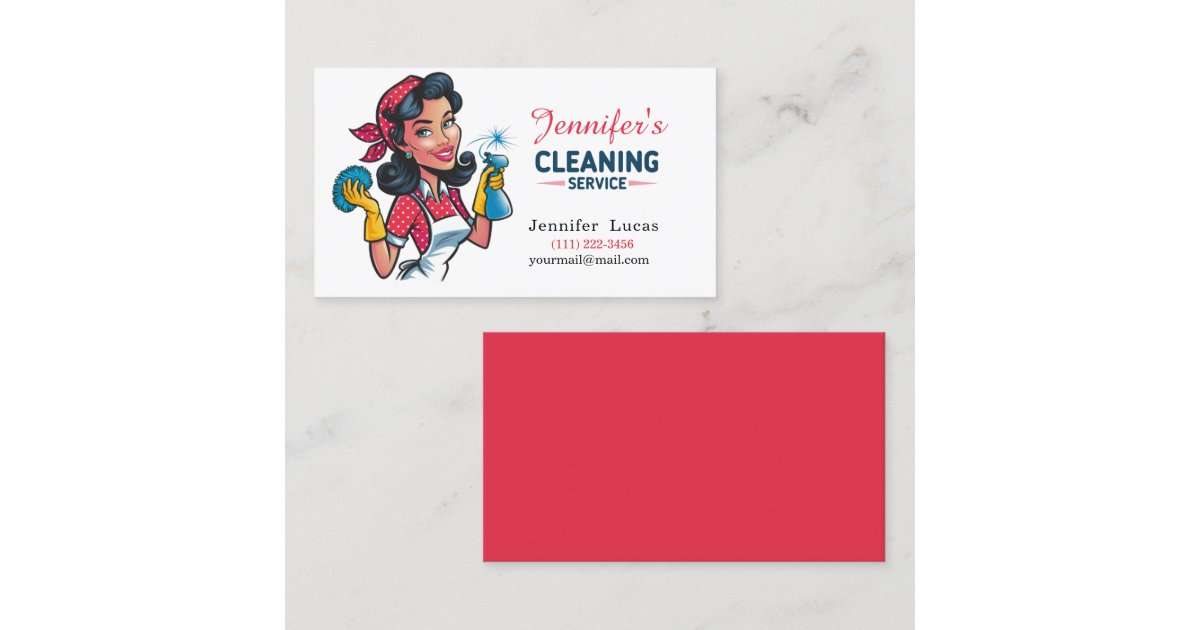 Cartoon Cleaning Lady Business Cards | Zazzle